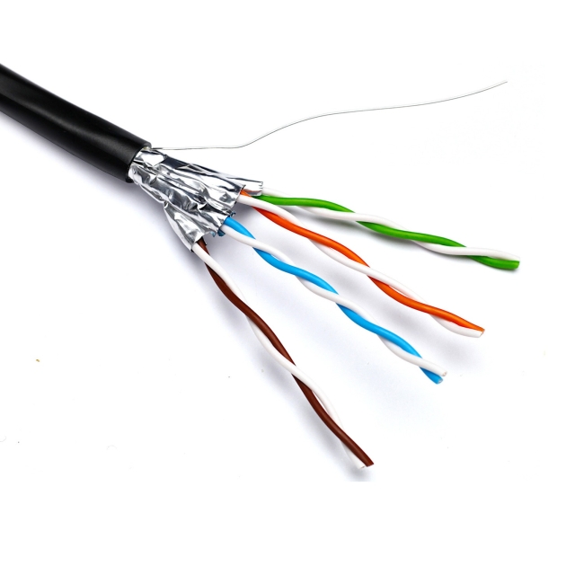 Datu kabelis 4x2x0.5mm AWG23 Cat6a U FTP ārdarbu melns 500m