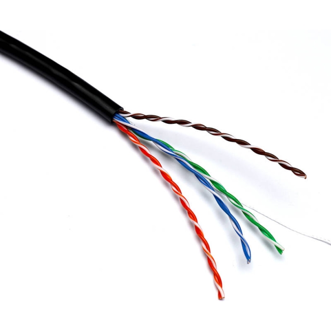 Datu kabelis 4x2x0.5mm AWG24 Cat5e U UTP melns PVC 305m āra darbu