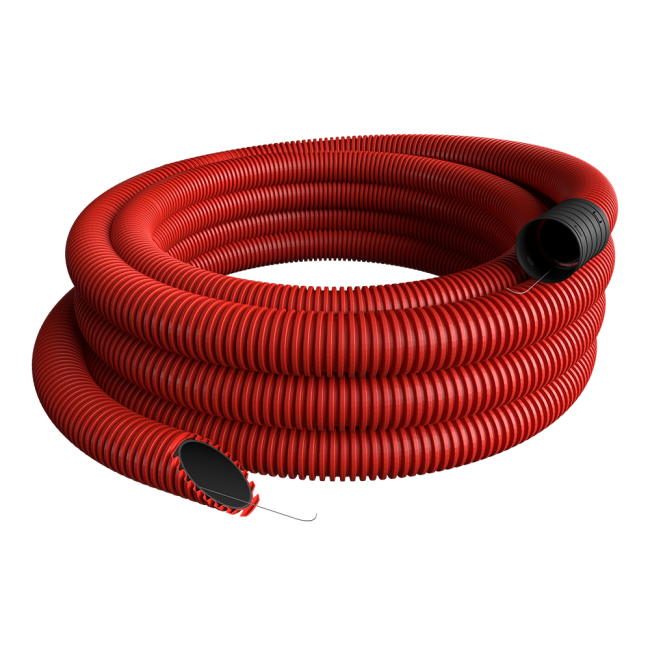 Gofrēta dubultsienu caurule D=50mm 450N 50m sarkana EVOCAB FLEX