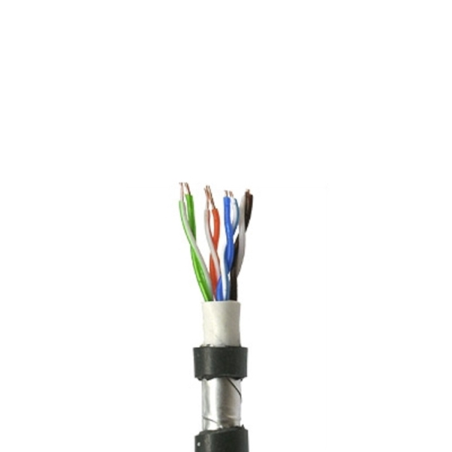 Datu kabelis 4x2x0.5mm Cat5e STP J āra darbu melns 305m