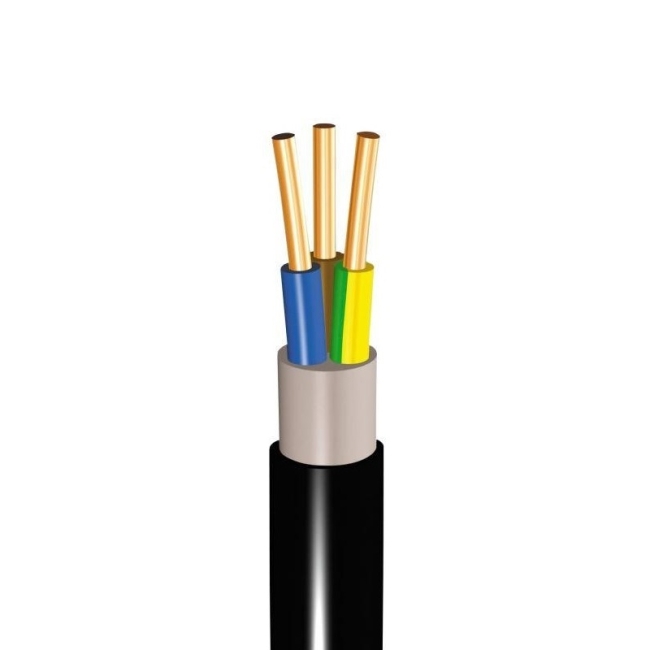 Kabelis CYKY 3x1.5mm² melns 0.45/0.75kV 100m