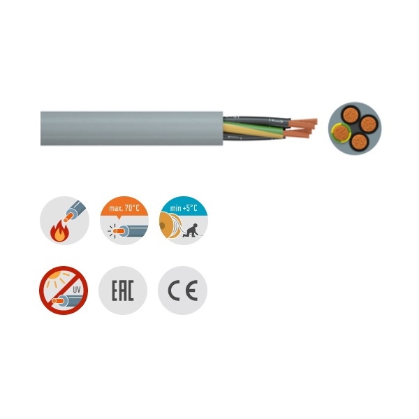 Kontrolkabelis YSLY-OZ 2x1mm² lokans pelēks 300/500V 100m